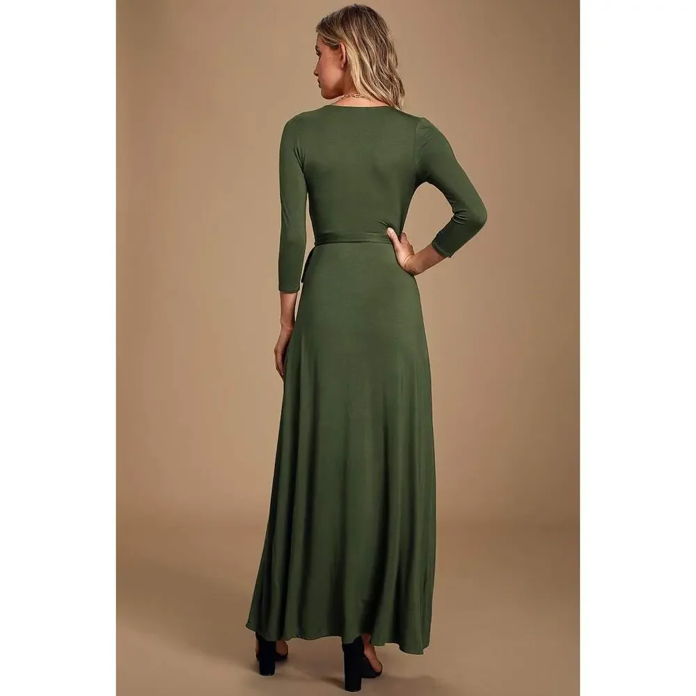 LOFT | Dresses | New Garden District Olive Green Wrap Maxi Dress Size ...